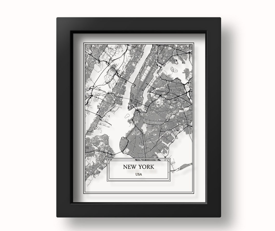 TRANSPARENT New York City Map Detailed New York Map New York Wall Art ...