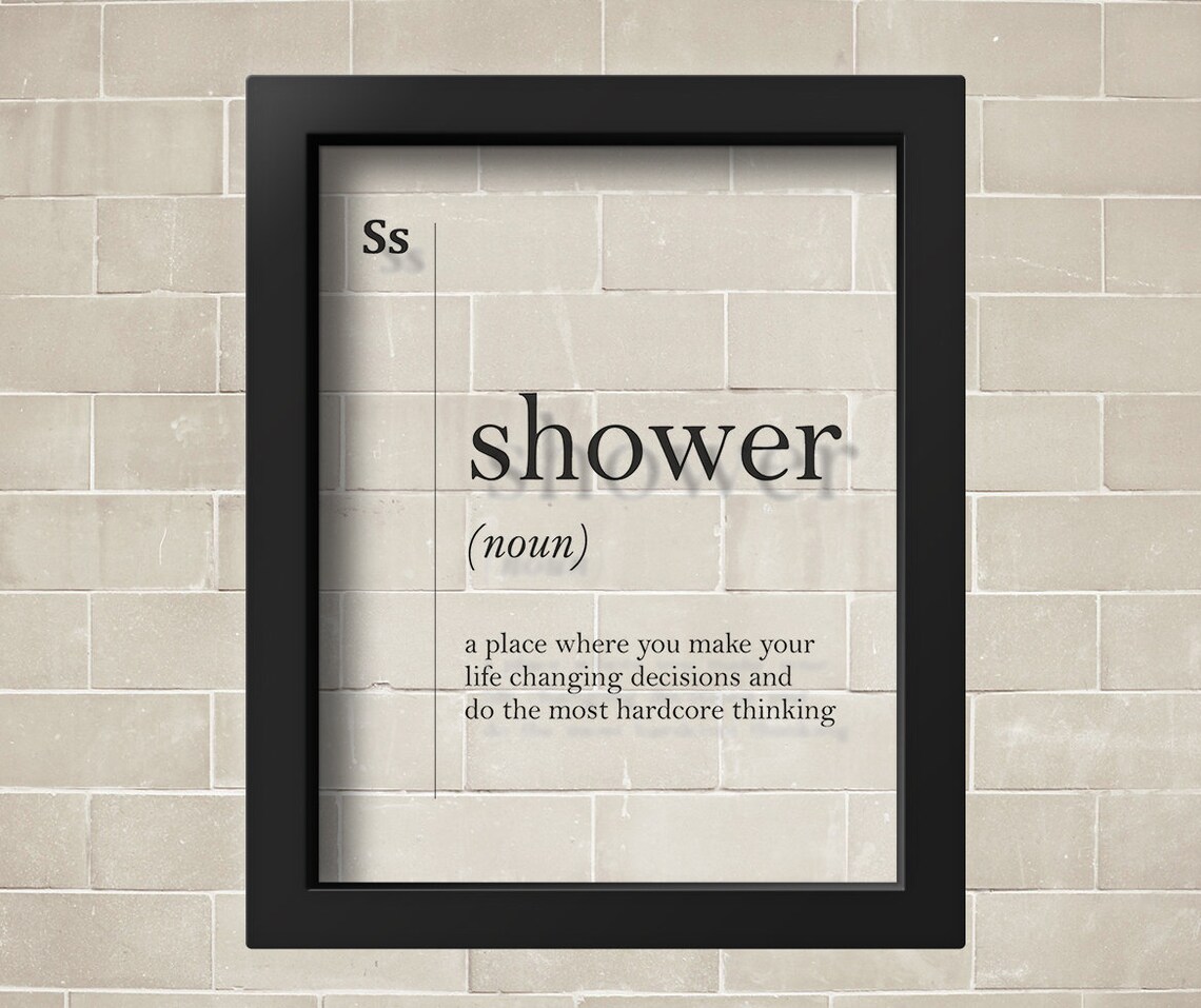 TRANSPARENT Shower Definition Bathroom Print Bathroom Wall Art Funny ...