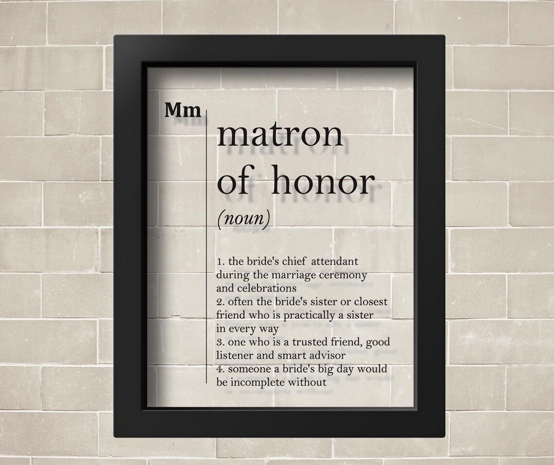 TRANSPARENT Matron of Honor Definition Print Gift for Matron - Etsy