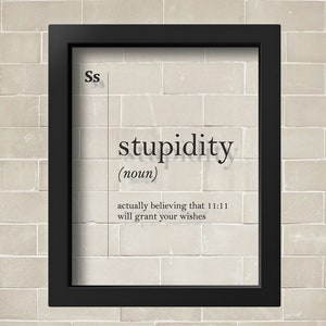 TRANSPARENT Stupidity Definition Print Dorm College Decor Friend Gift ...