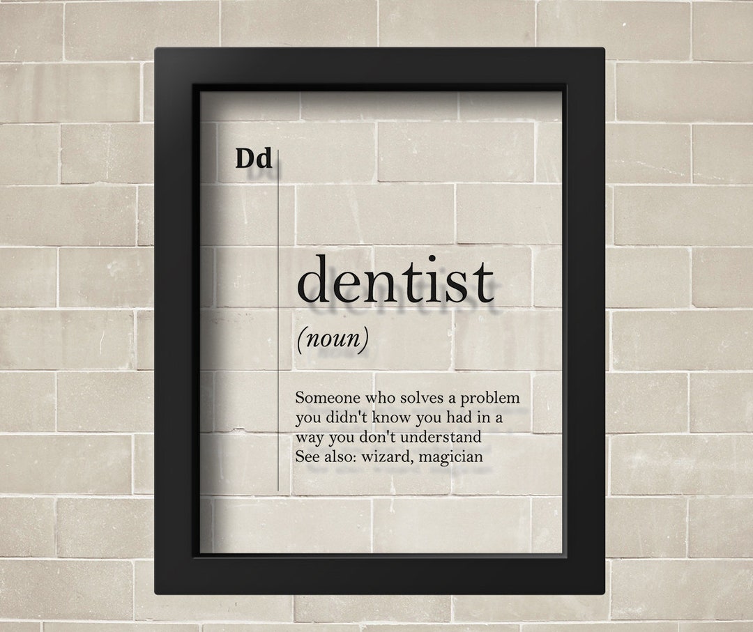 Dentist Definition Acrylic Glass Poster, Dentistry Wall Art, Dentist ...