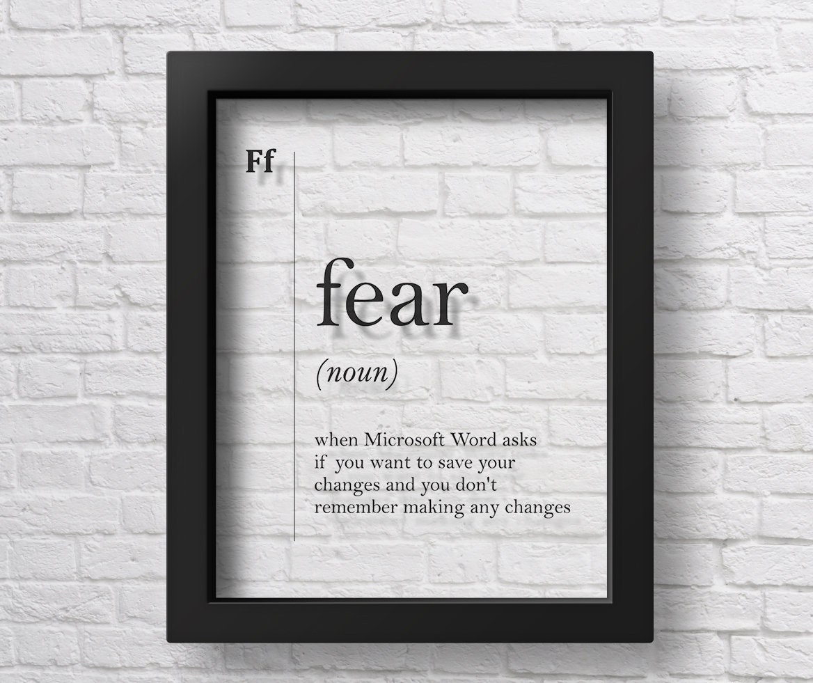 TRANSPARENT Fear Definition Fear Print Modern Print Student Gift ...