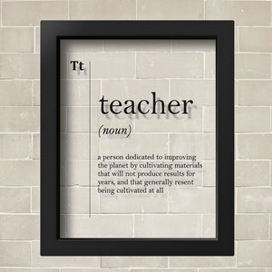 TRANSPARENT Teacher Funny Definition Poster Gift for College Coworker ...