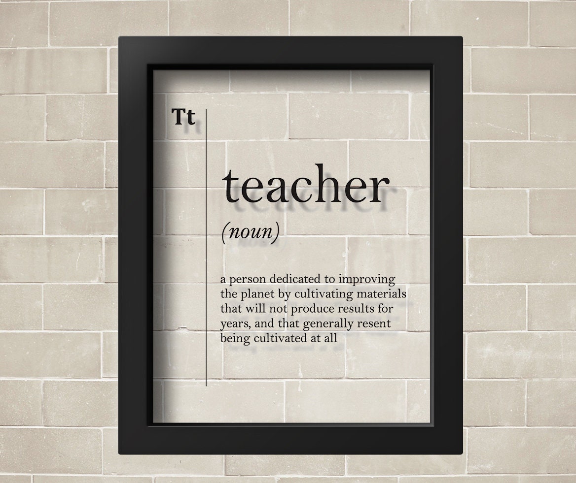 TRANSPARENT Teacher Funny Definition Poster Gift for College Coworker ...