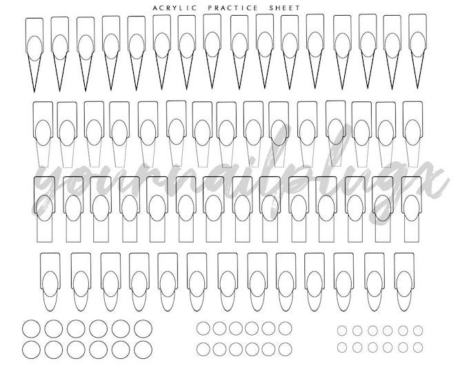 Printable Acrylic Application Practice Sheet No Watermark | Nail Art ...