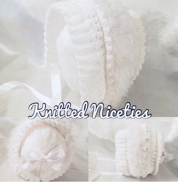 Fluffy Baby Girl's Bonnet Hand Knitted Baby Clothing - Etsy UK