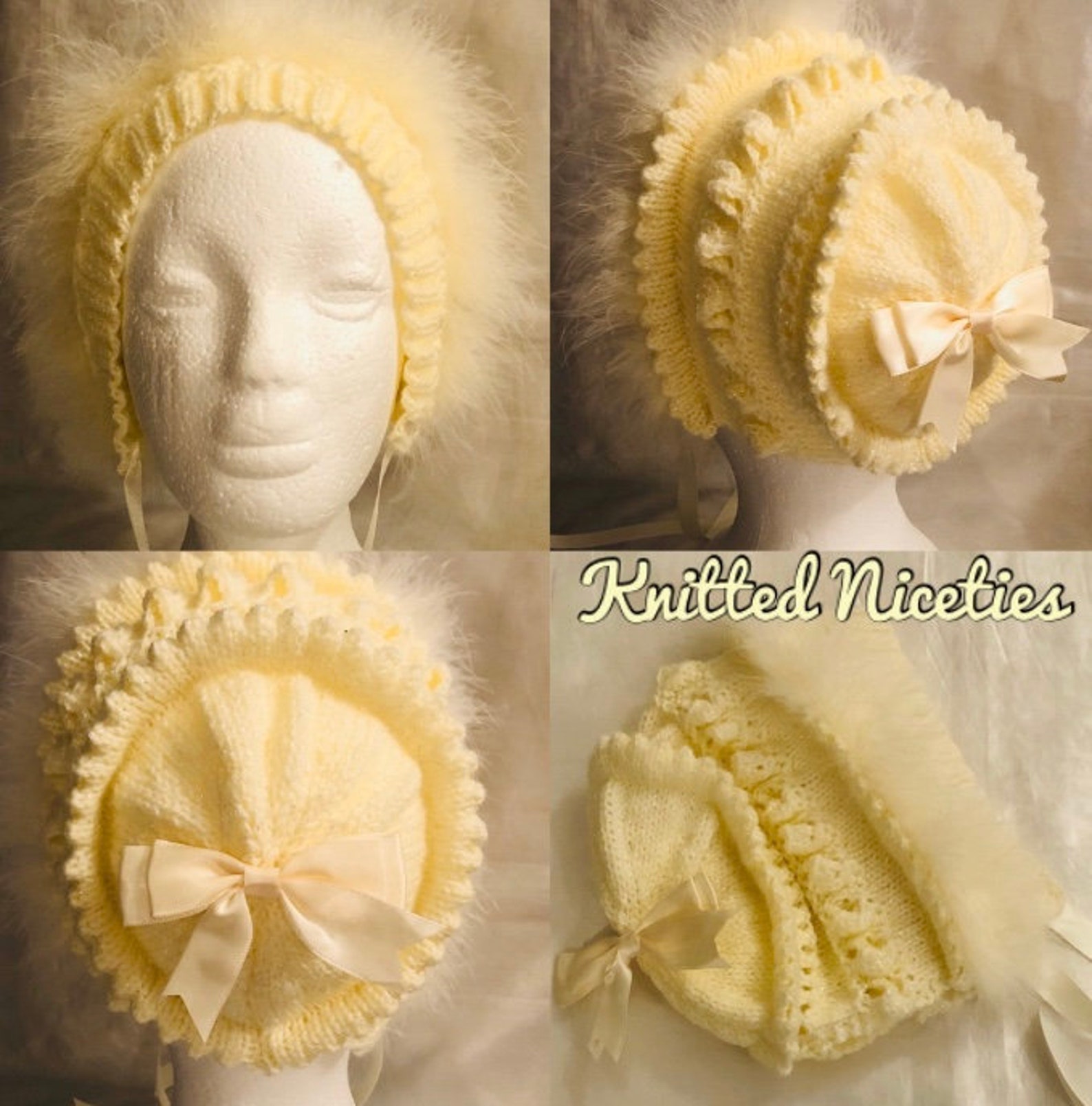 Fluffy Baby Girl's Bonnet Hand Knitted Baby Clothing - Etsy UK