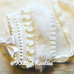 Fluffy Baby Girl's Bonnet, Hand Knitted Baby Clothing - Etsy UK