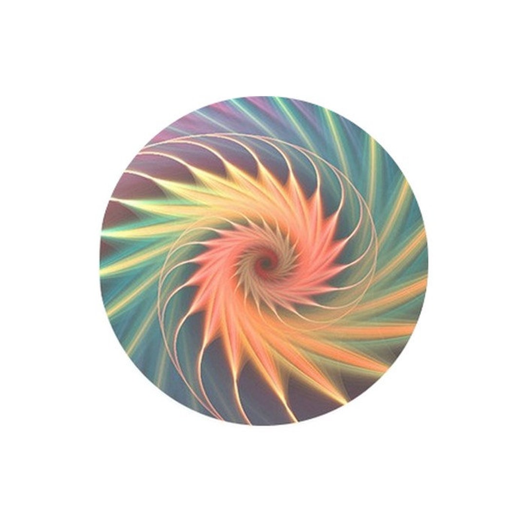 1 Cabochon in Spiral Round Glass, Fractale, Coral, Multicolored - Etsy