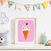 Rainbow Ice Cream Print in Pink, Nursery Bedroom Decor, Girls Print ...