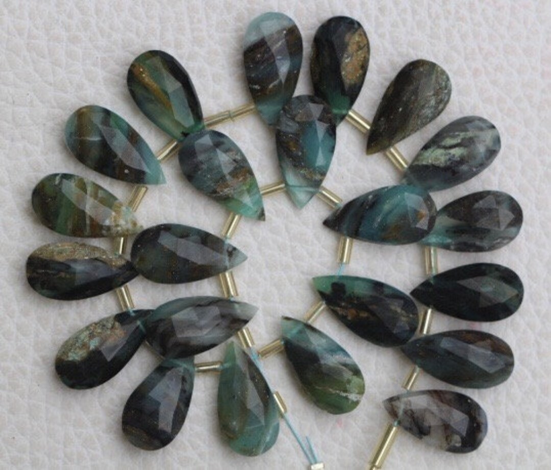 Natural 21 Piece Faceted Pear Peruvian Opal Gemstone Briolette - Etsy