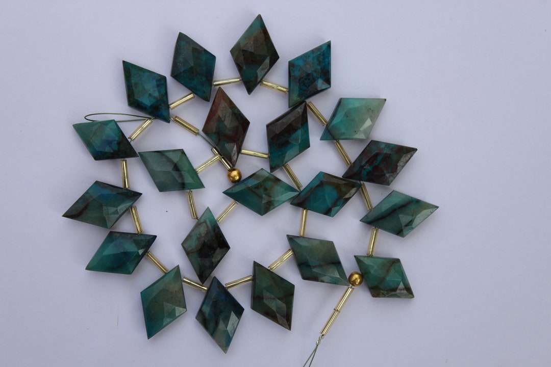 Natural 10 Piece Faceted Fancy Rhombus Chrysocolla Briolette - Etsy