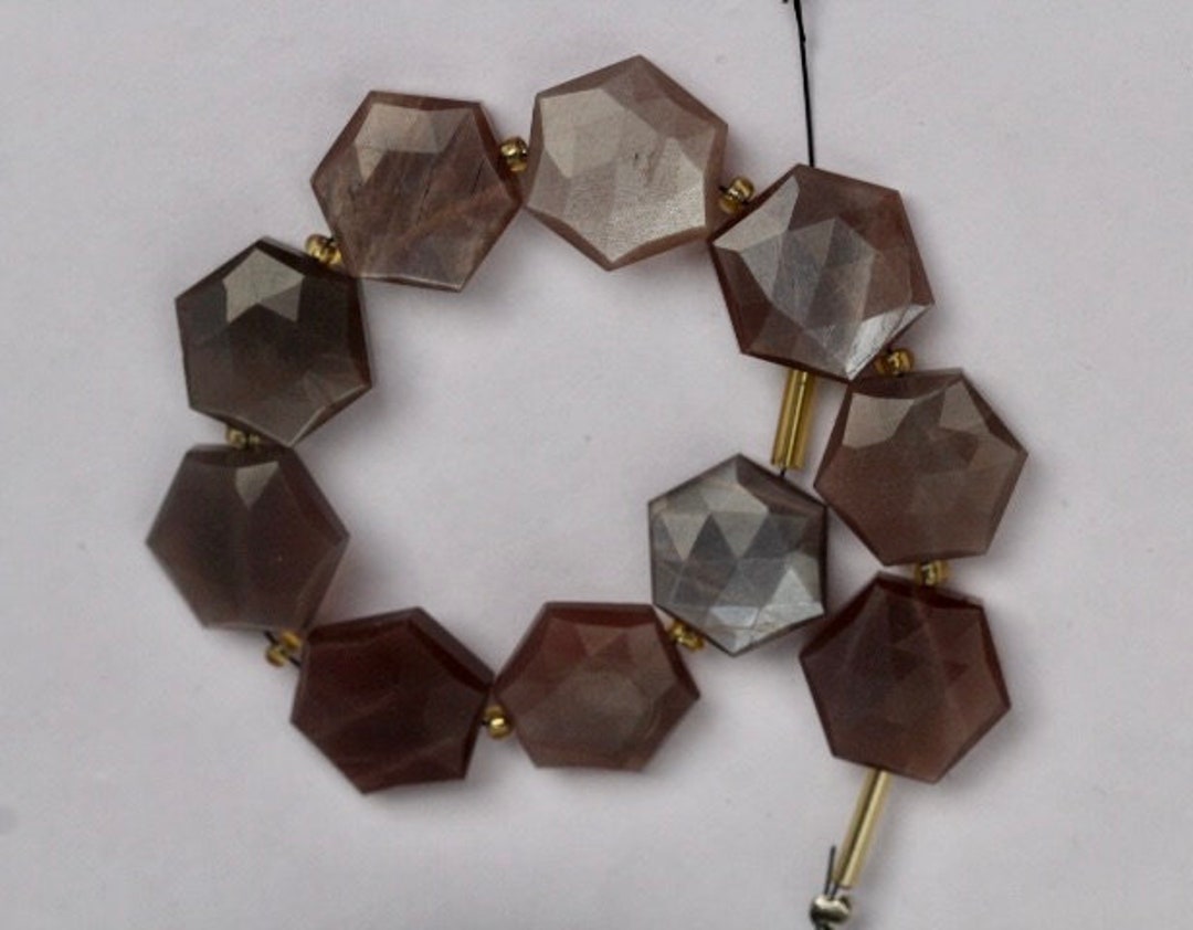 Natural 10 Pieces Faceted Hexagonal Shape Coffee Moonstone - Etsy UK