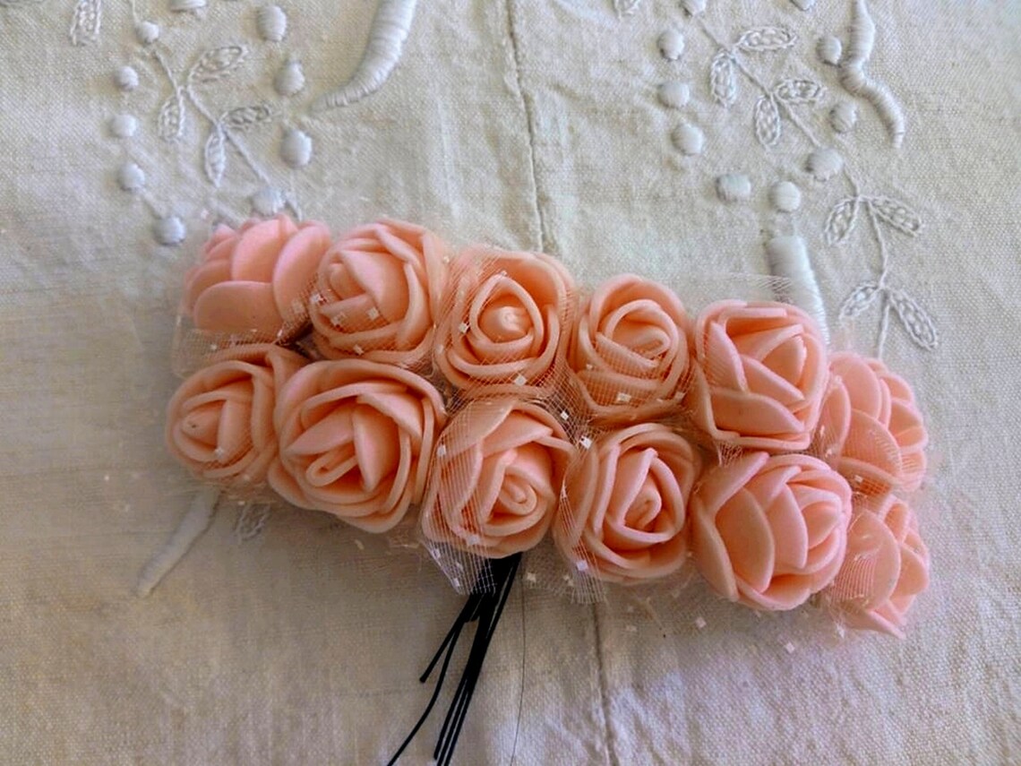 Lot de 12 roses en mousse sur tige / couleur rose saumoné - Etsy France