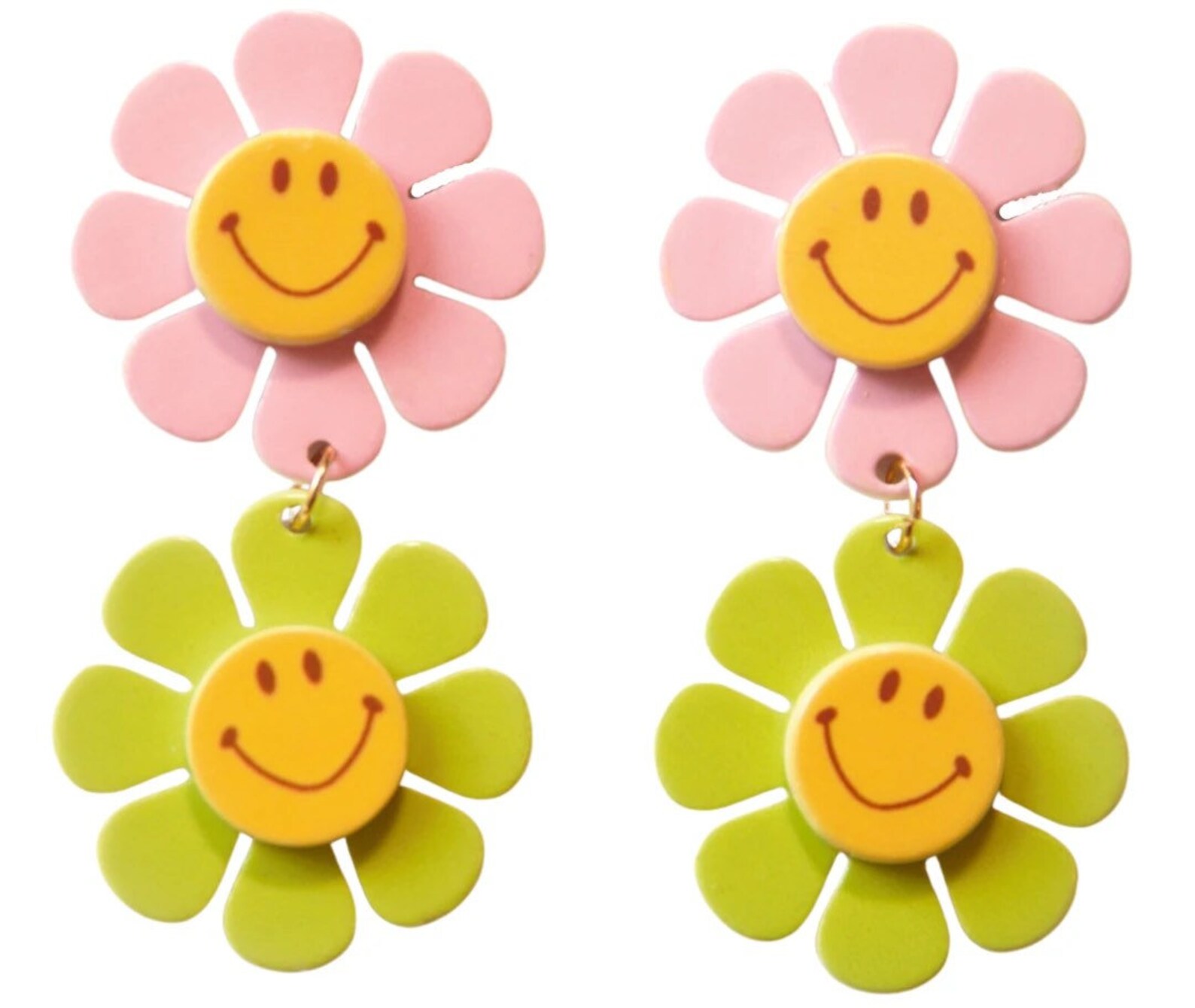 60s Smiley Flower Power Groovy Earrings - Etsy