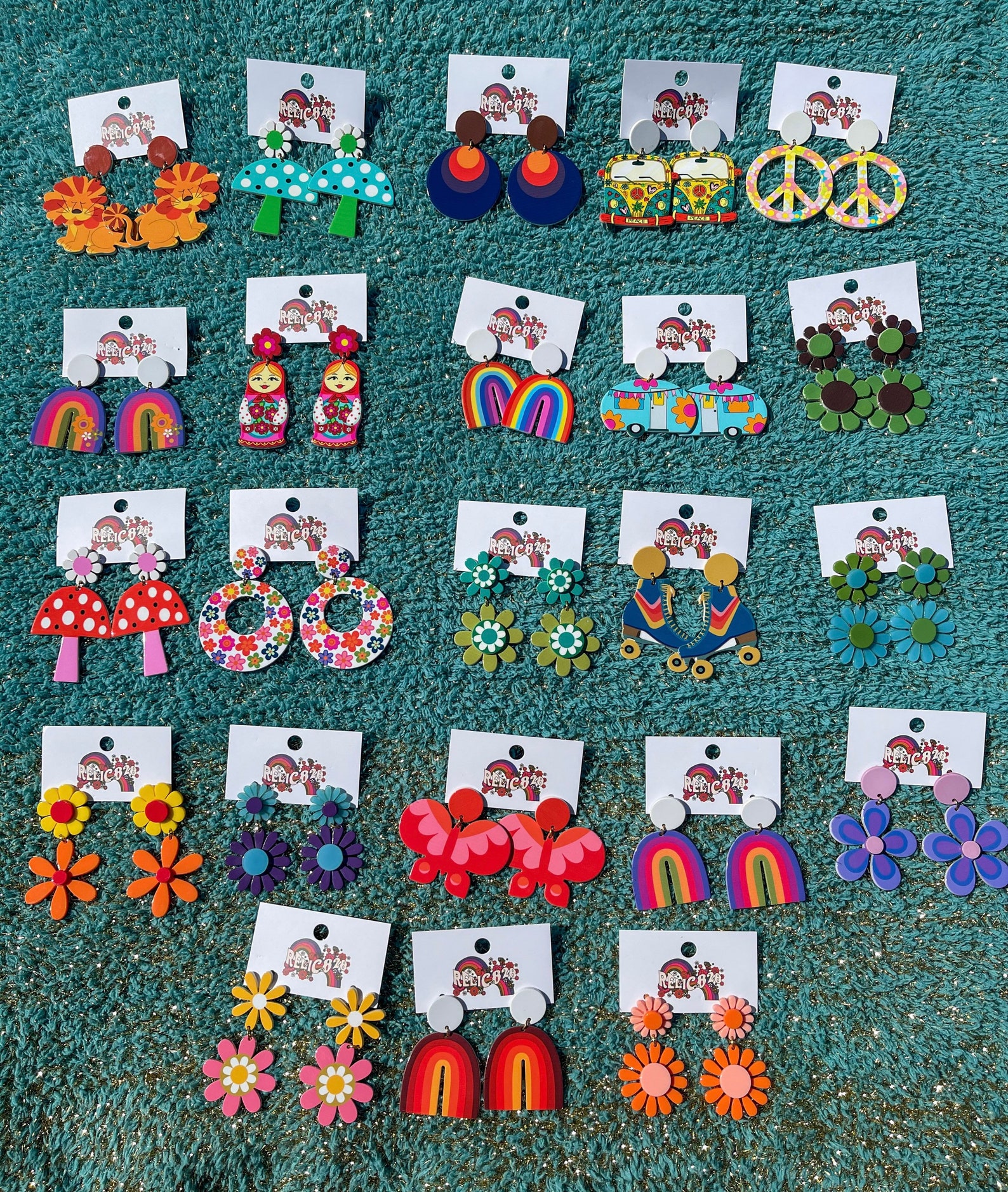 60s Smiley Flower Power Groovy Earrings | Etsy