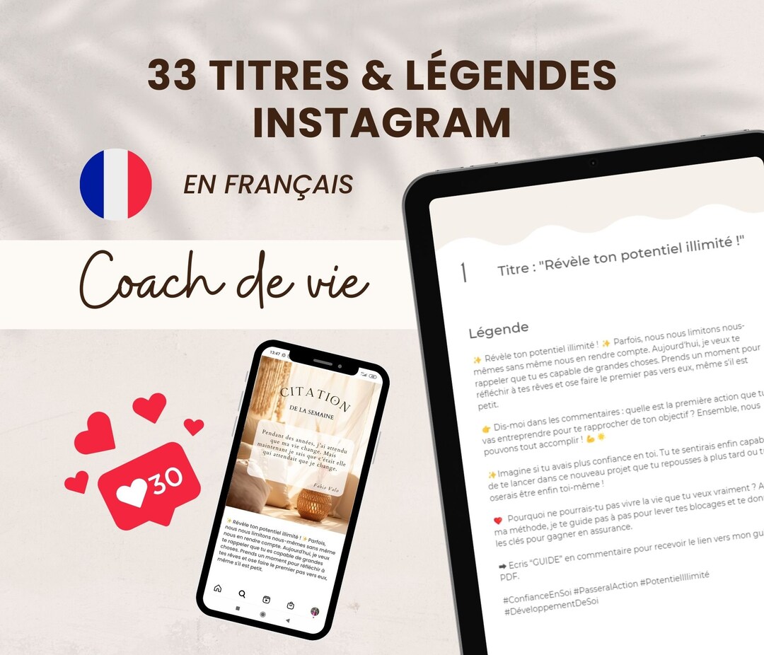 Instagram Titles and Captions in French for Life Coach, Coaching Tool ...