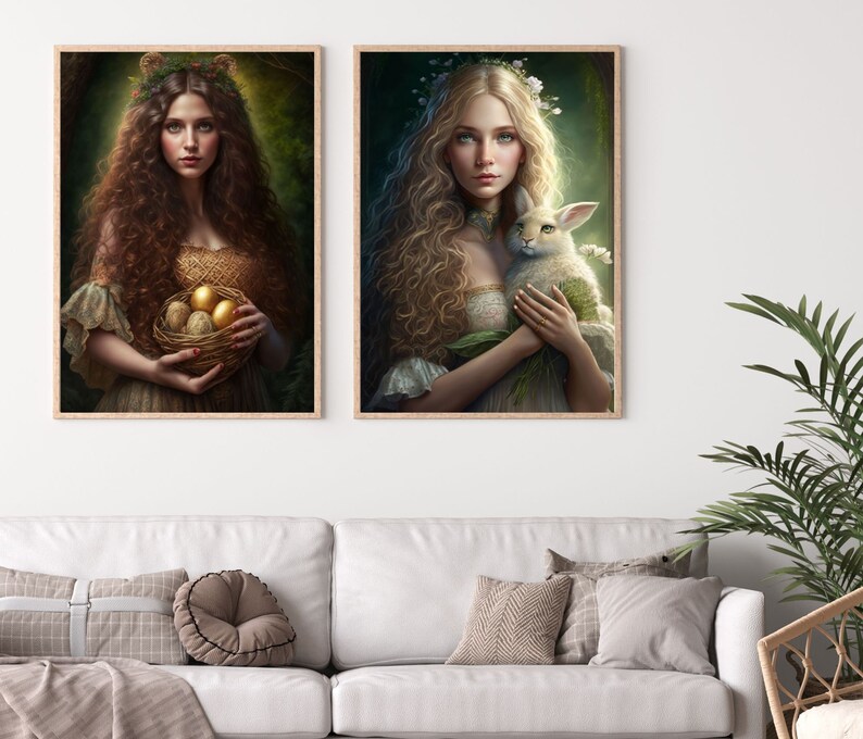 Duo Goddesses Eostre & Ostara Printable Poster, Pagan Art Print, Poster ...