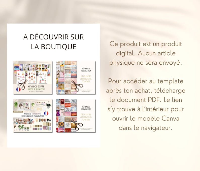 French Vision Board Kit, Boho Theme Vision Board Digital, Computer ...
