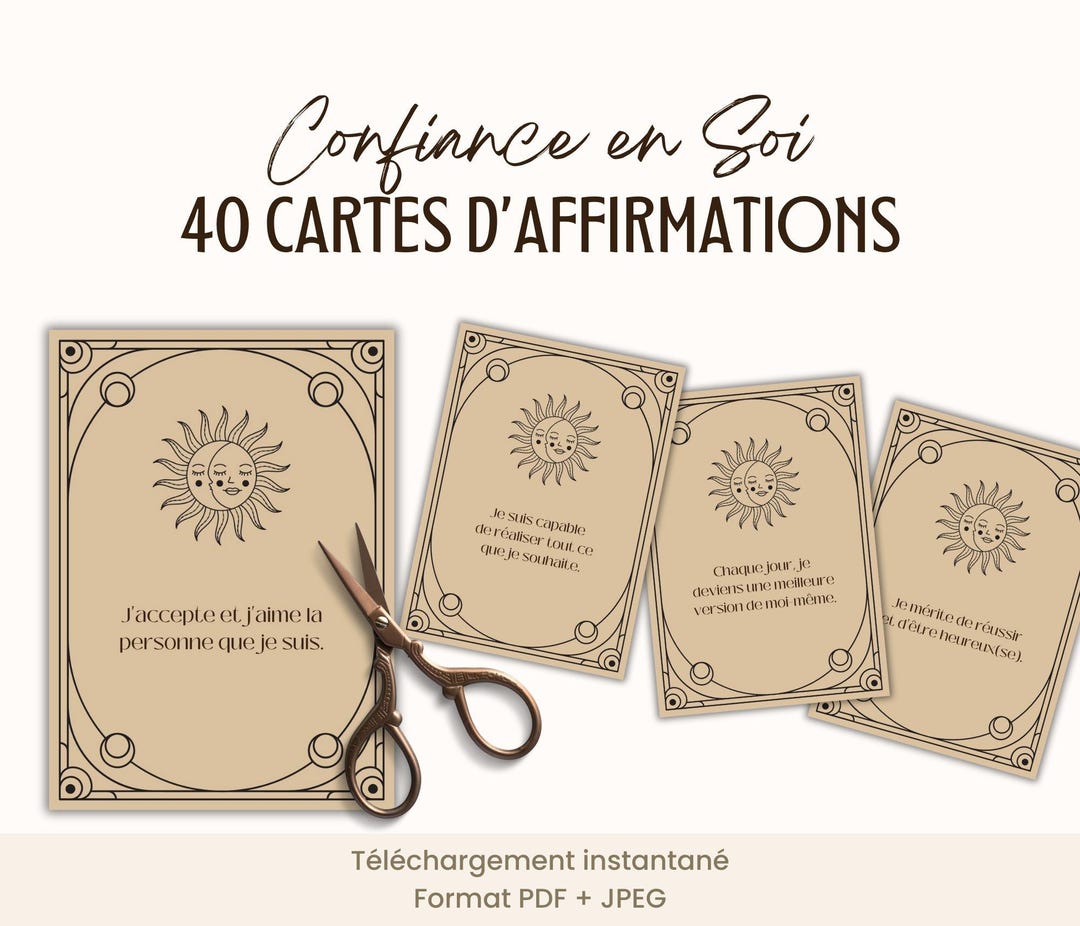 Printable Positive Affirmations Card in French, Self-confidence, Mental ...
