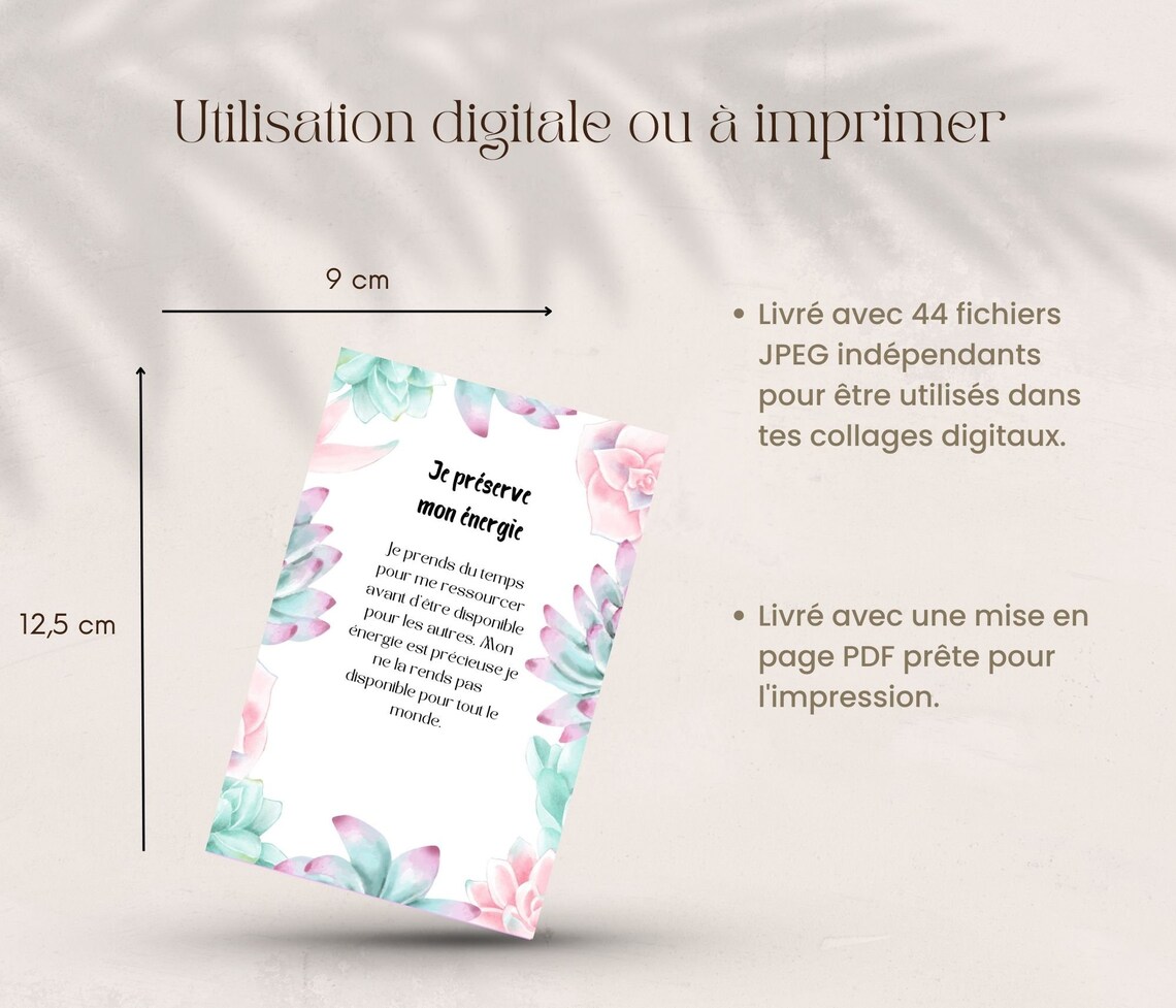 Positive Affirmations Card in French to Print, Visualization Board ...
