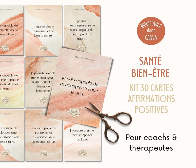 Positive Affirmation Card Templates for Coach, Wellness Canva Templates ...