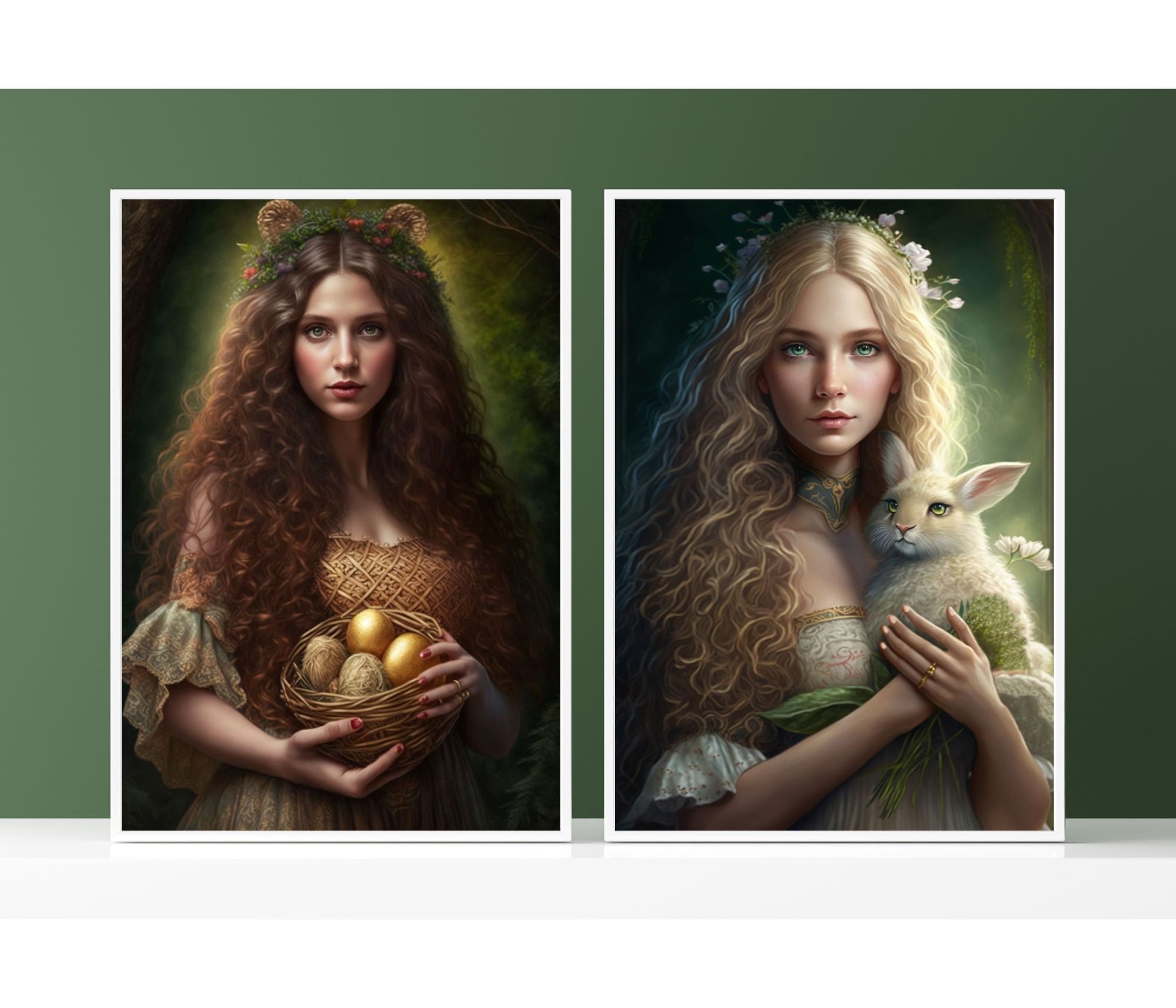 Duo Goddesses Eostre & Ostara Printable Poster, Pagan Art Print, Poster ...