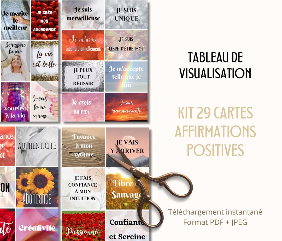 Visualization Table in French Positive Affirmations Card to Print, Law ...
