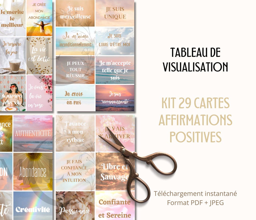 Visualization Table in French Positive Affirmations Card to Print, Law ...
