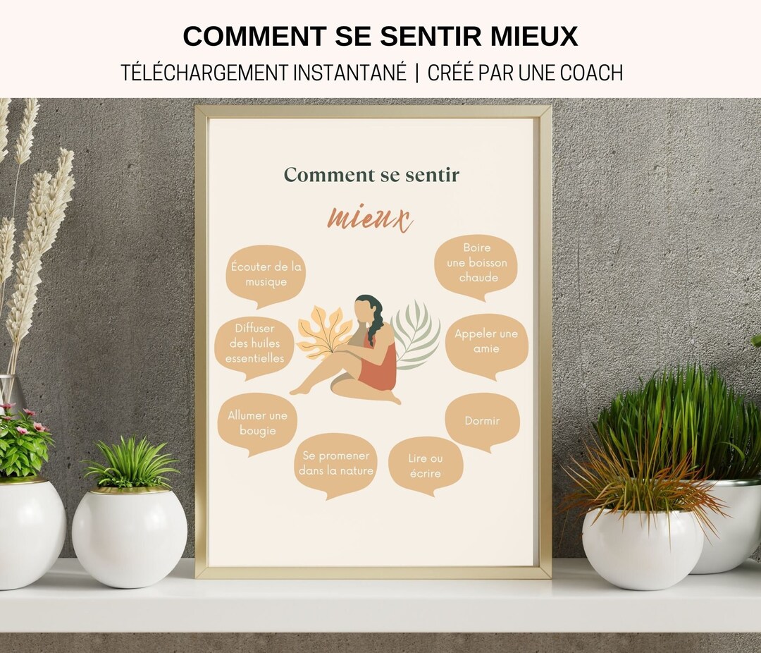 Wellness Poster in French to Print, Mental Health Poster, Poster, Print ...