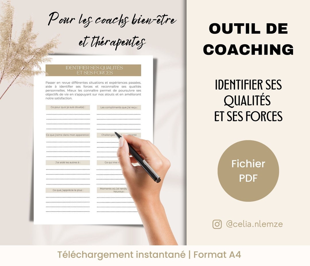French Coaching Tool, Strengths and Qualities Exercise, Worksheet for ...