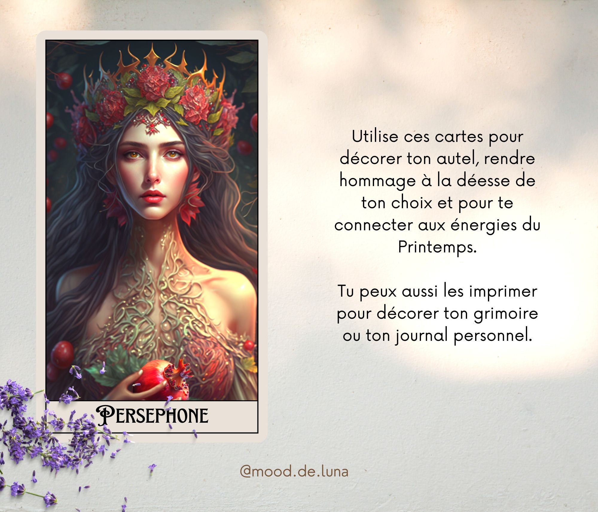 Printable Altar Cards for Witch, Goddess Persephone, Demeter, Idunn ...