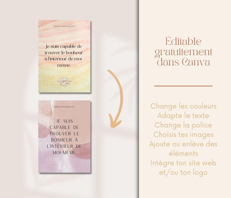 Positive Affirmation Card Templates for Coach, Wellness Canva Templates ...