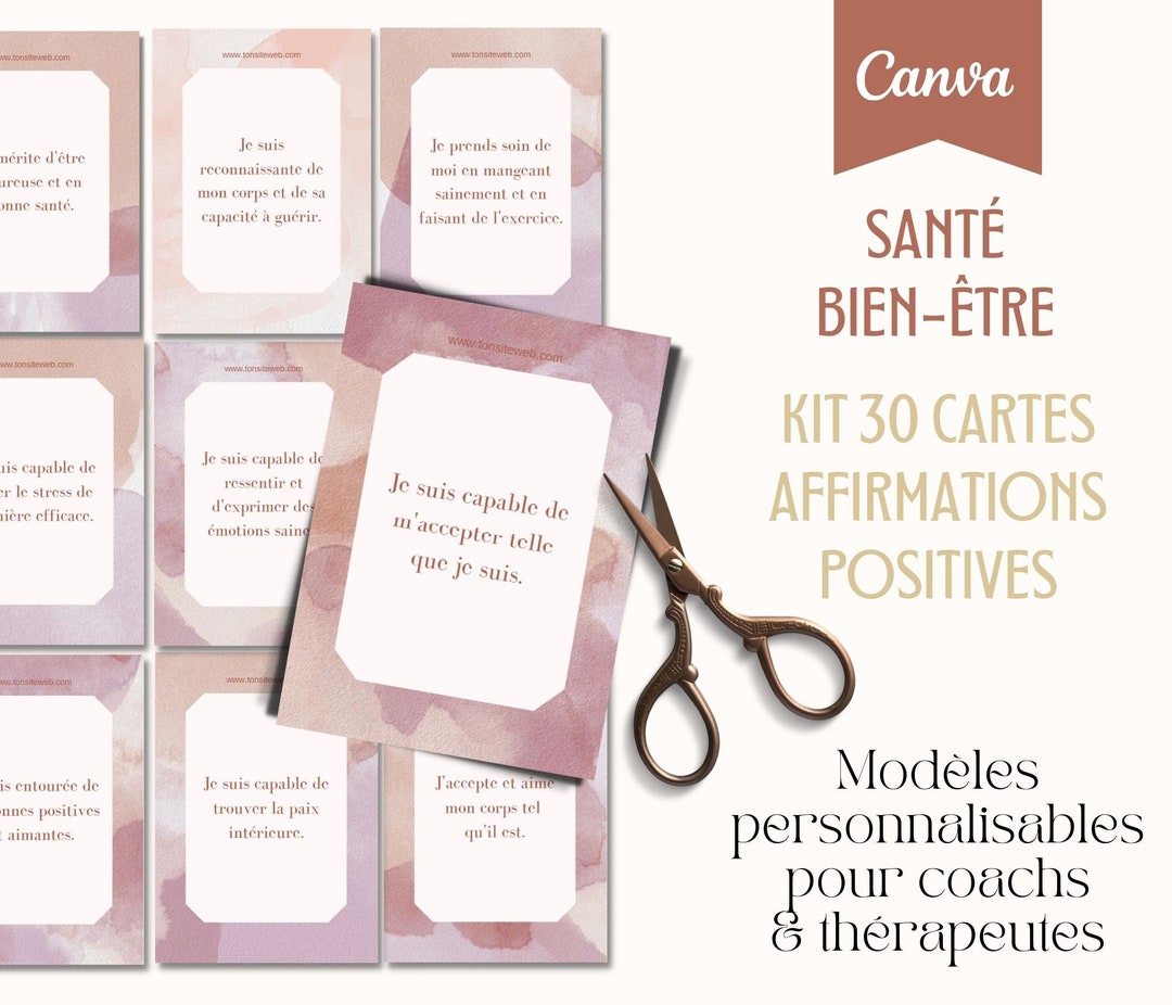 Positive Affirmation Card Templates for Coach, Wellness Canva Templates ...