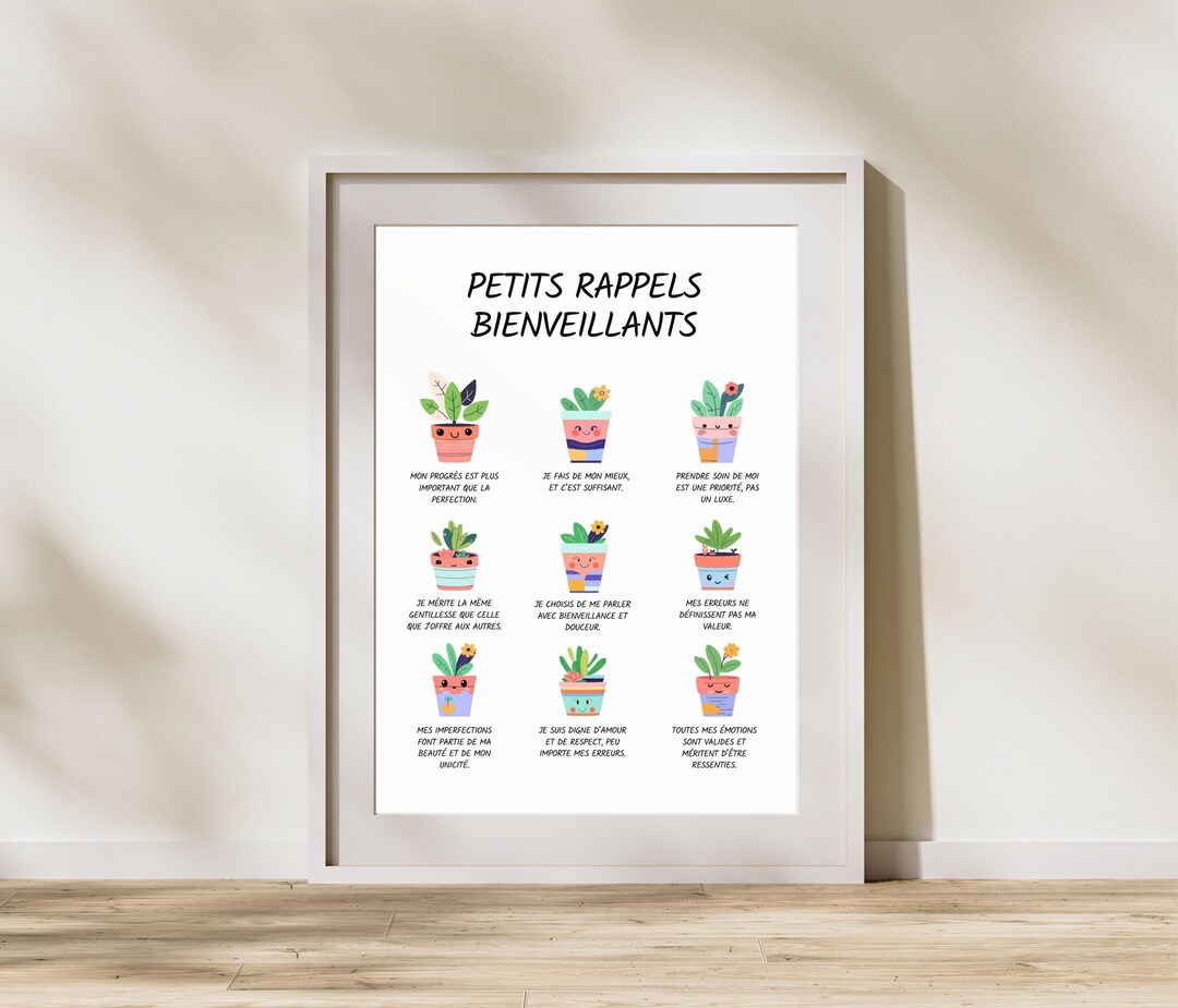 Little Kind Reminders Poster in French, Mental Health Poster, Wellness ...