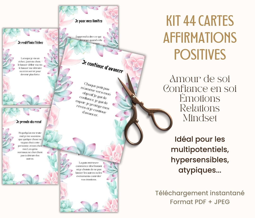 Positive Affirmations Card in French to Print, Visualization Board ...