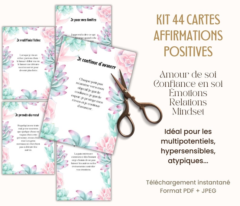 Positive Affirmations Card in French to Print, Visualization Board ...