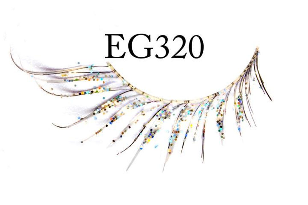 Feather Glitter Eyelashes Pink & White - Etsy