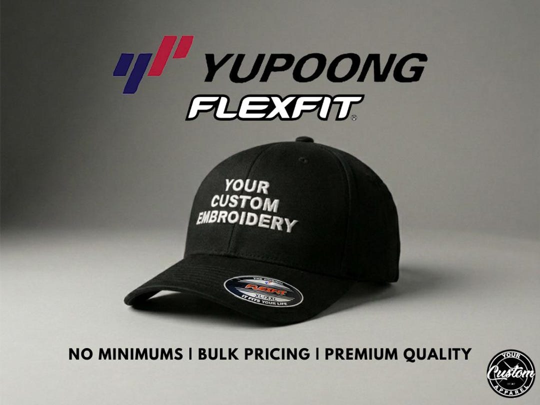 Custom Embroidered Yupoong Flexfit Hat: Personalized Fitted Adult Cap ...