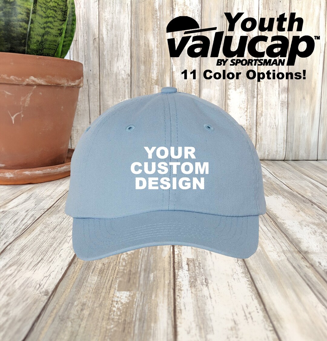 Custom Embroidered Valucap Youth Dad Hat: Personalized Bio-washed Twill ...