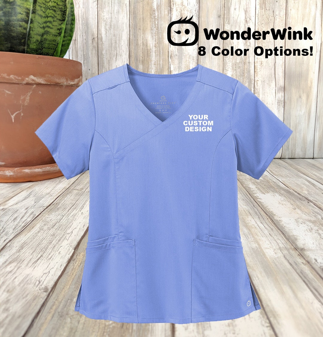 Custom Embroidered Wink Nurse Scrubs: Personalized Premiere Flex Mock ...