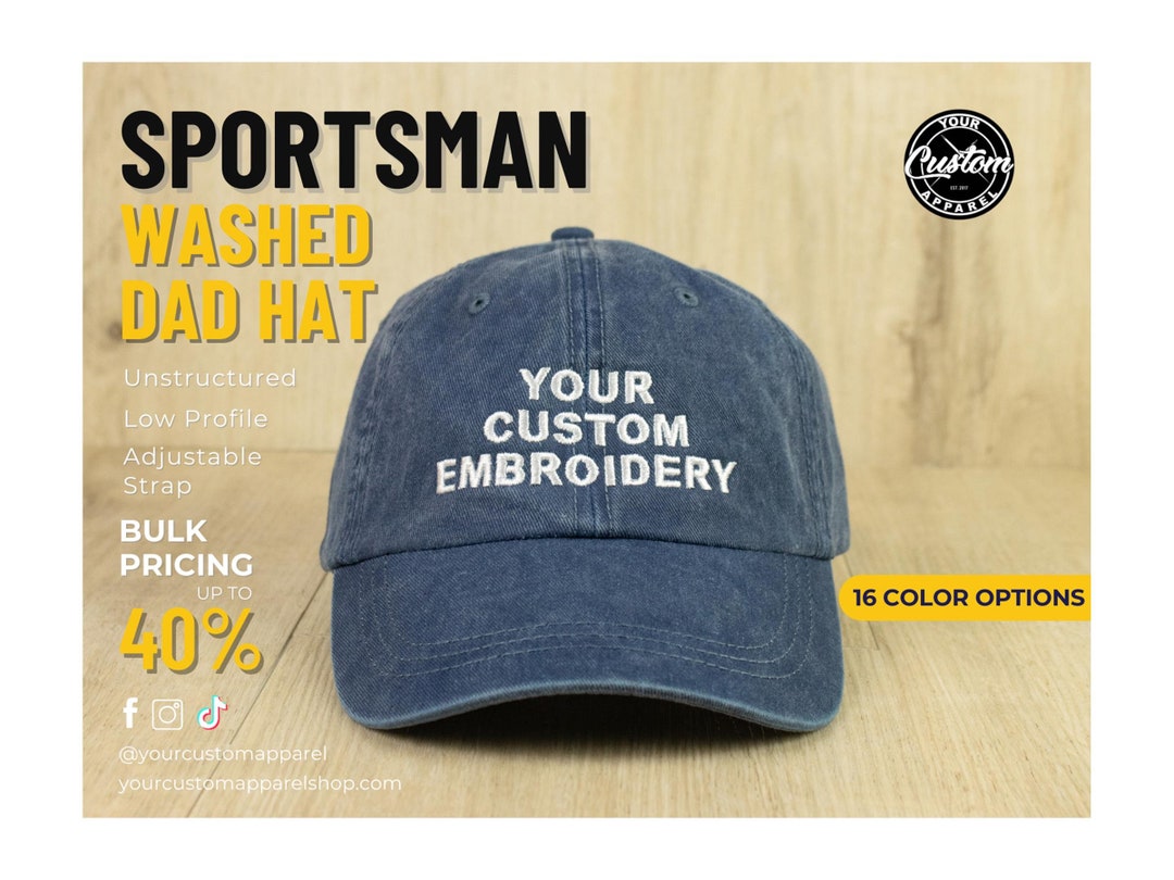 Custom Embroidered Valucap Washed Dad Hat: Personalized Baseball Cap - Etsy