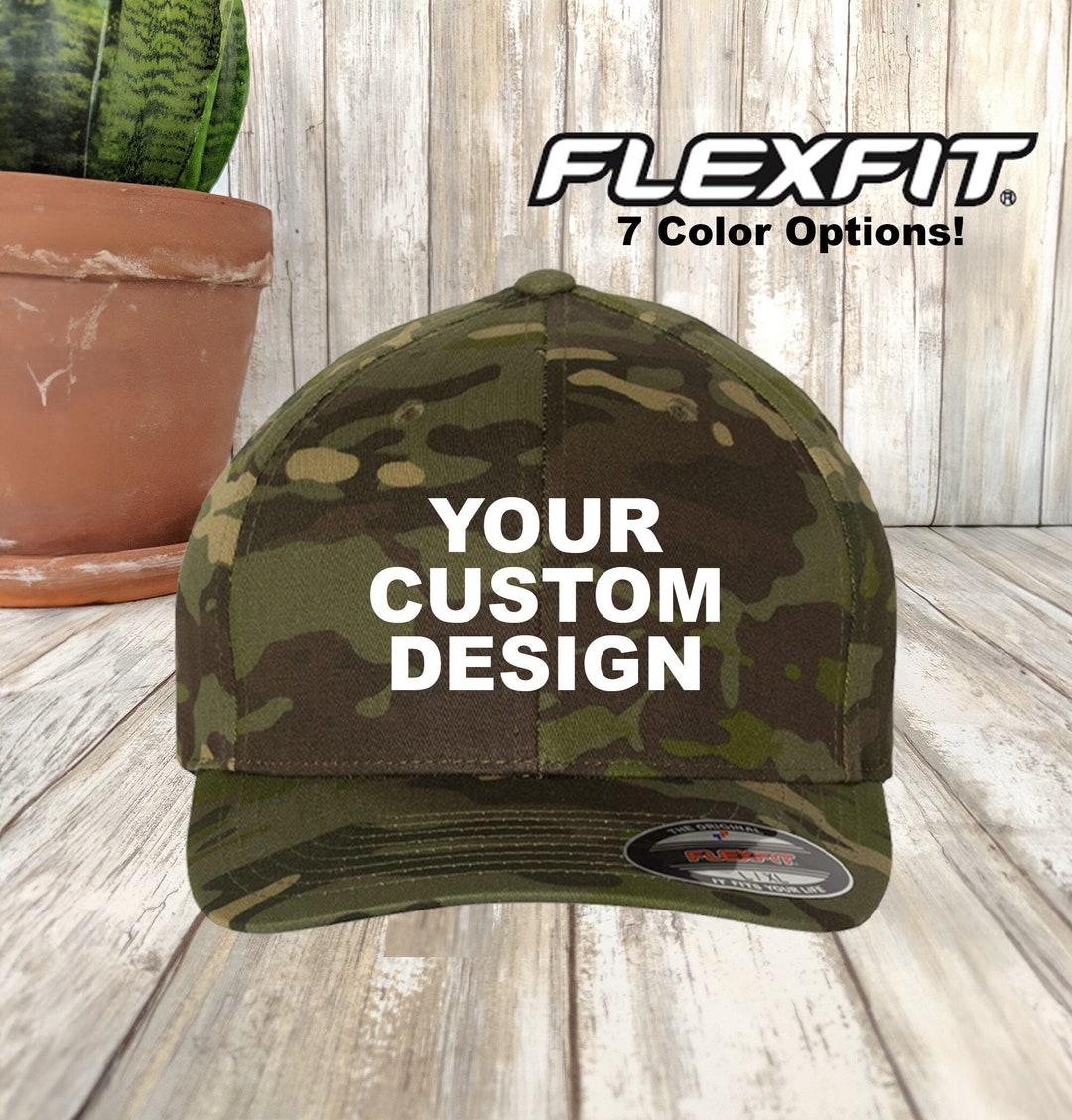 Custom Multicam Flexfit Hat, Yupoong Flex Fit Cotton 6-panel Cap ...