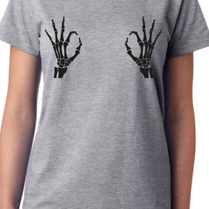 Pinching Skeleton Hands on Boobs T-shirt Funny Rude - Etsy
