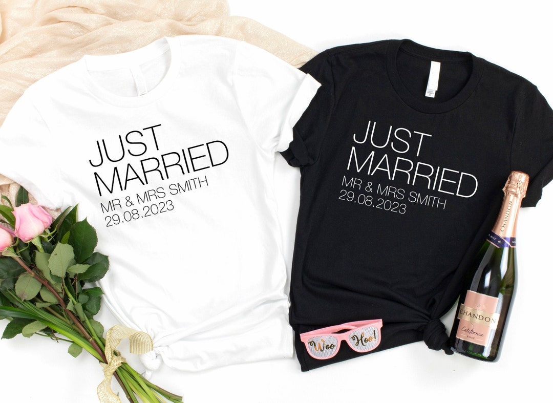 Just Married T-shirt D | Husband and Wife Couples Honeymoon Tshirt ...