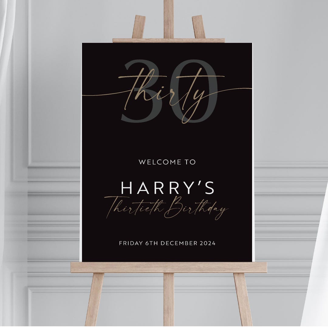 Personalised 30th Birthday Welcome Sign • Custom Party Board • Digital ...