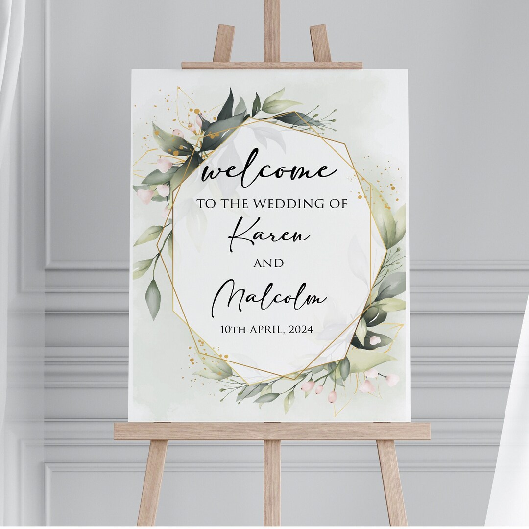 Personalised Wedding Welcome Sign TLPCW002 Physical or Digital, A1 or ...