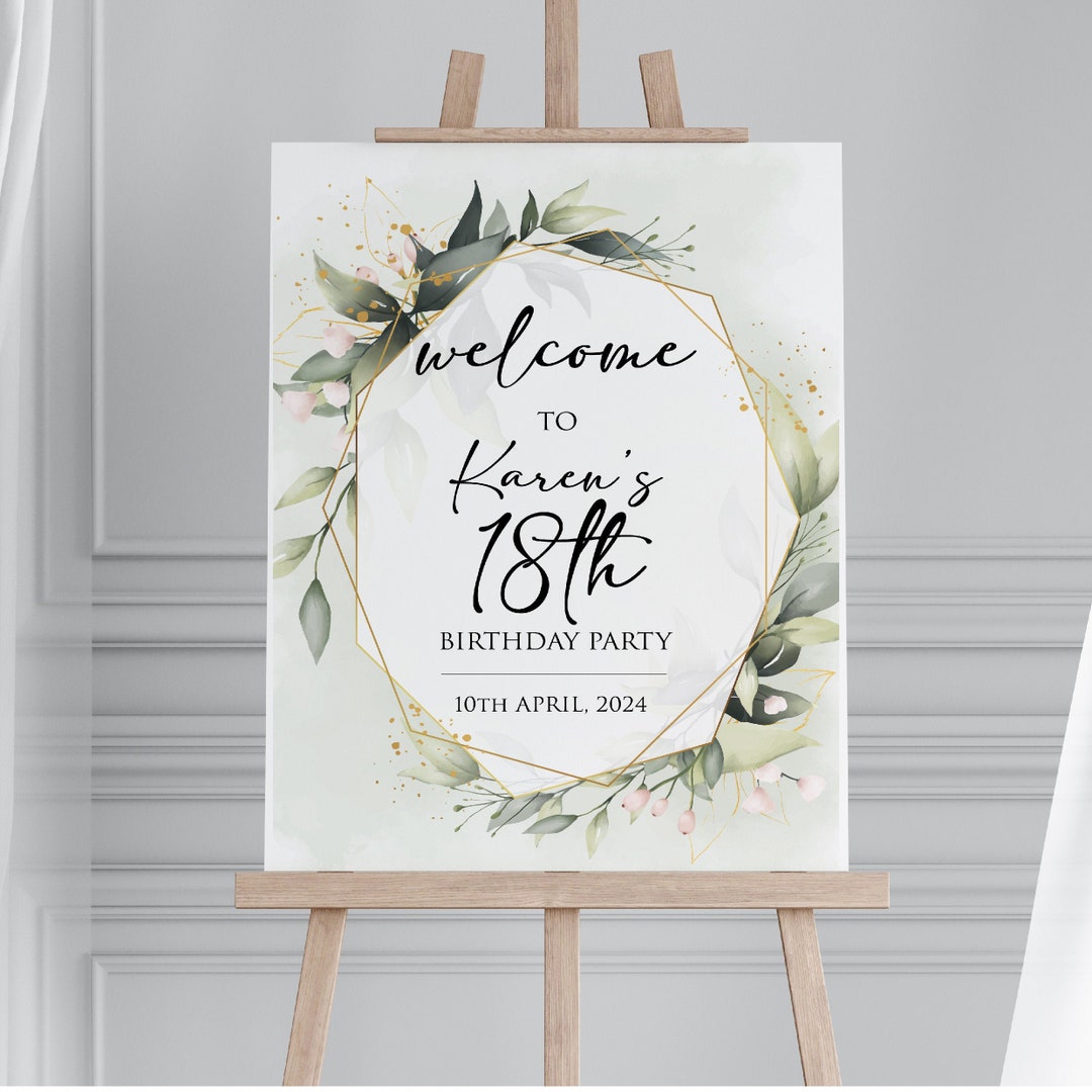 Personalised 18th Birthday Party Welcome Sign TLPC18001 Physical or ...