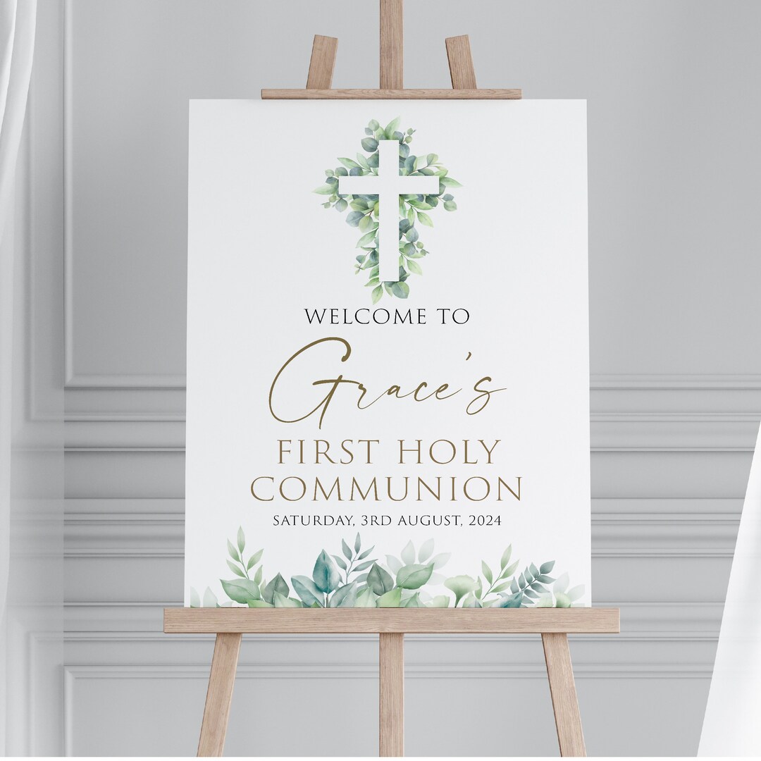 Personalised First Holy Communion Welcome Sign FHC002 Physical Print or ...