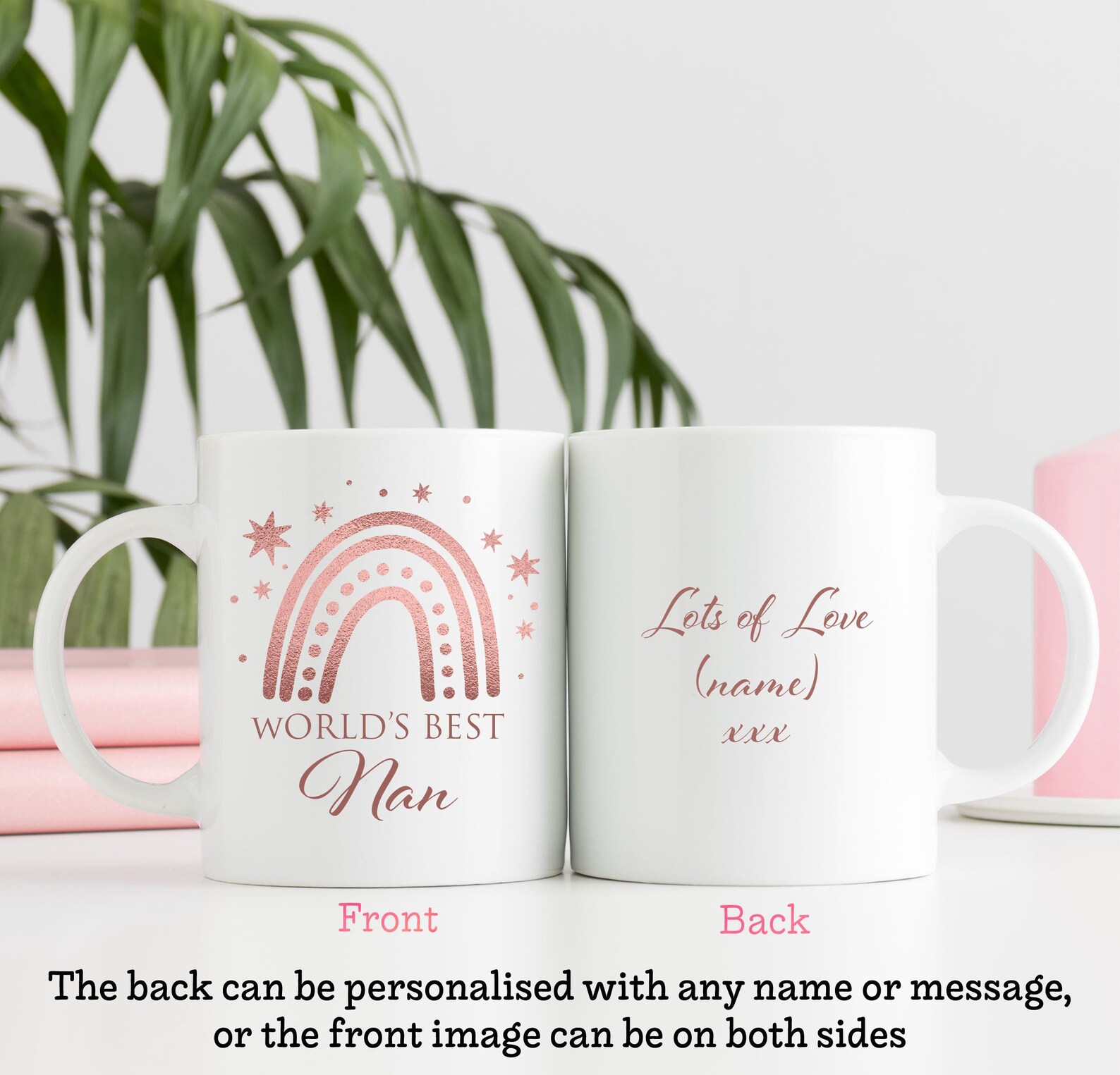 Rose Gold Effect Rainbow World's Best Nan Mug - Etsy